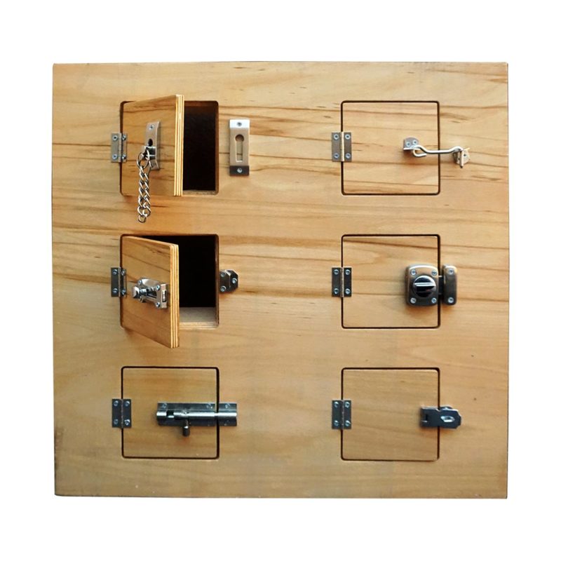 Wooden Panel With Locks And Latches – Montessori Materials, Learning ...