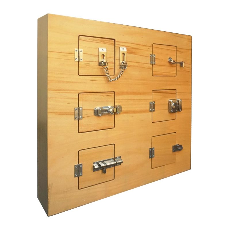 Wooden Panel With Locks And Latches – Montessori Materials, Learning ...