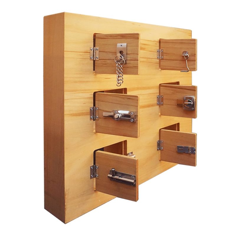 Wooden Panel With Locks And Latches – Montessori Materials, Learning ...